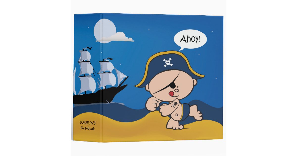 Pirate Captain with Ship Kids Binder | Zazzle