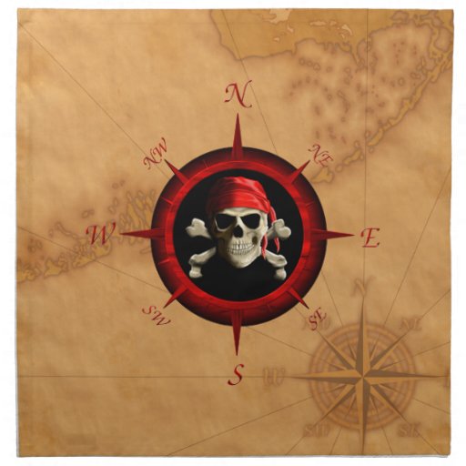 Pirate Compass Rose And Map Napkins | Zazzle