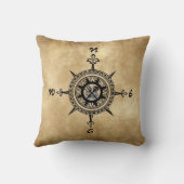 Pirate Compass Rose with Ship Throw Pillow | Zazzle