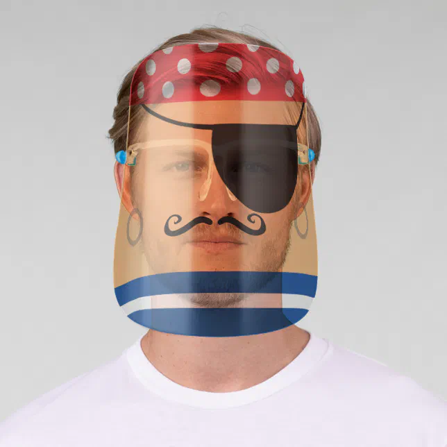 Pirate Face Bandana Eye Patch Moustache Face Shield | Zazzle