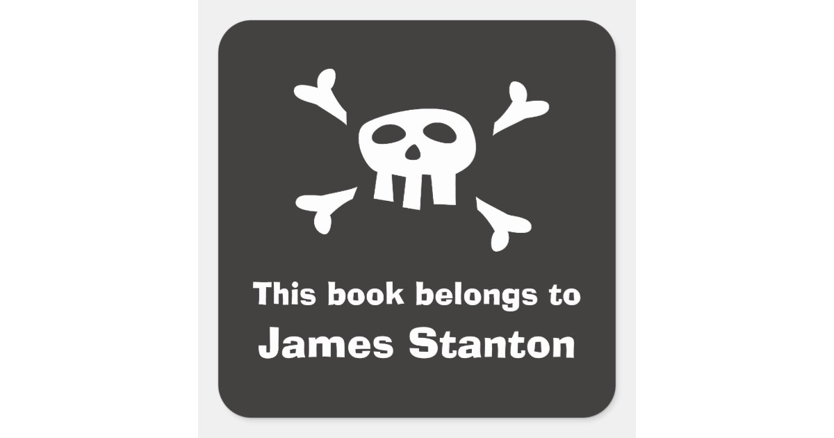 Pirate flag bookplate sticker/book label for boys | Zazzle