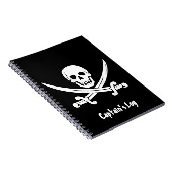Pirate Flag Captain's Log Custom Notebook | Zazzle