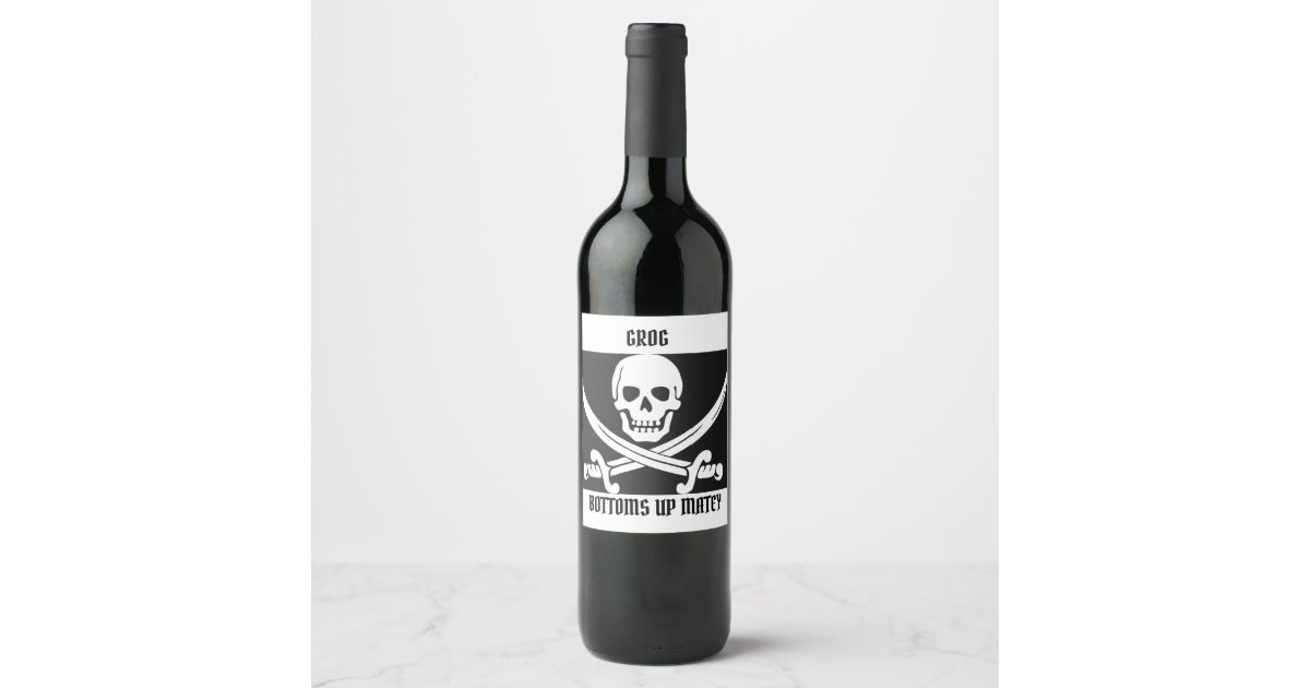 PIRATE GROG BOTTLE WINE LABEL | Zazzle