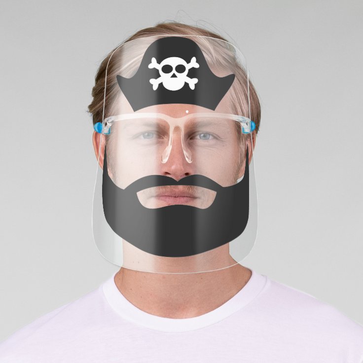 Pirate Hat Skull Crossbones Beard Face Shield | Zazzle