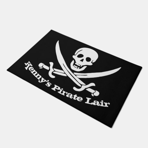 Pirate Lair Personalized Skull and Cutlasses Doormat | Zazzle