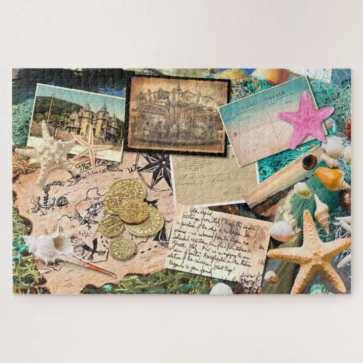 Pirate Life Digital Collage Jigsaw Puzzle | Zazzle