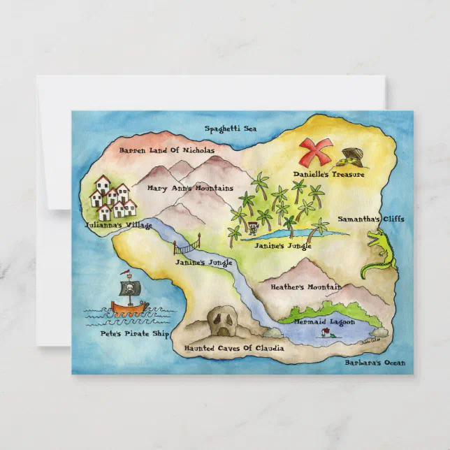 Pirate Map Party Invitation 4.25"x 5.5" | Zazzle