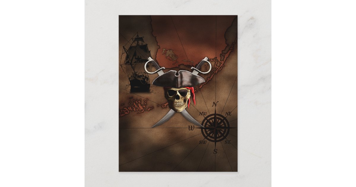Pirate Map Postcard | Zazzle