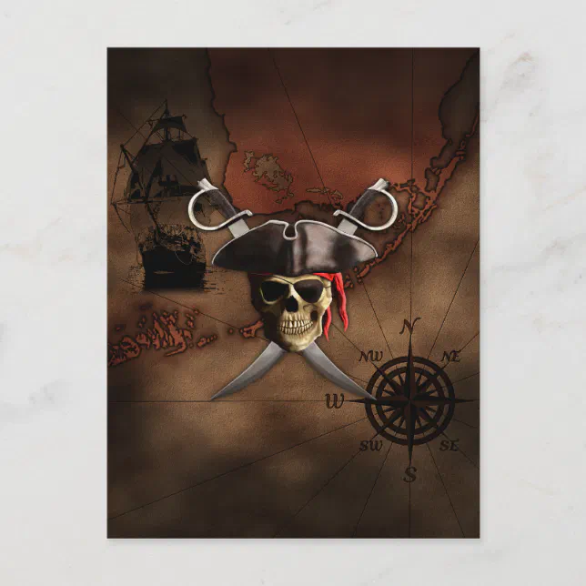 Pirate Map Postcard | Zazzle