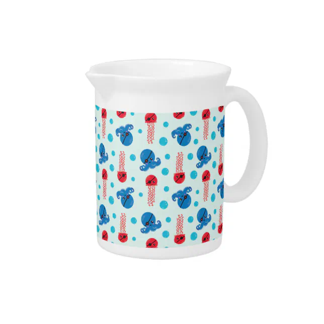 Pirate Octopus, Pirate Jellyfish, Sea Animals Beverage Pitcher | Zazzle