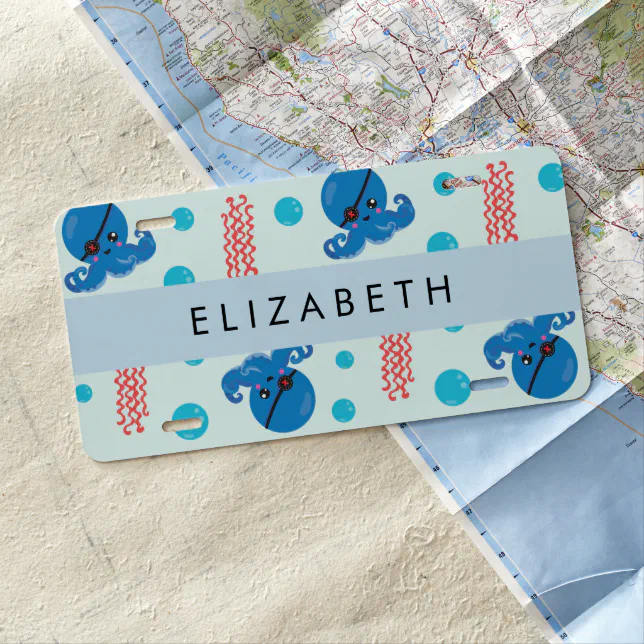 Pirate Octopus, Pirate Jellyfish, Sea, Your Name License Plate | Zazzle