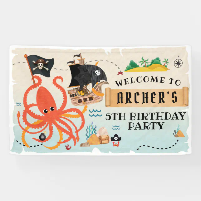 Pirate party backdrop, Kraken poster, Pirate Banner | Zazzle