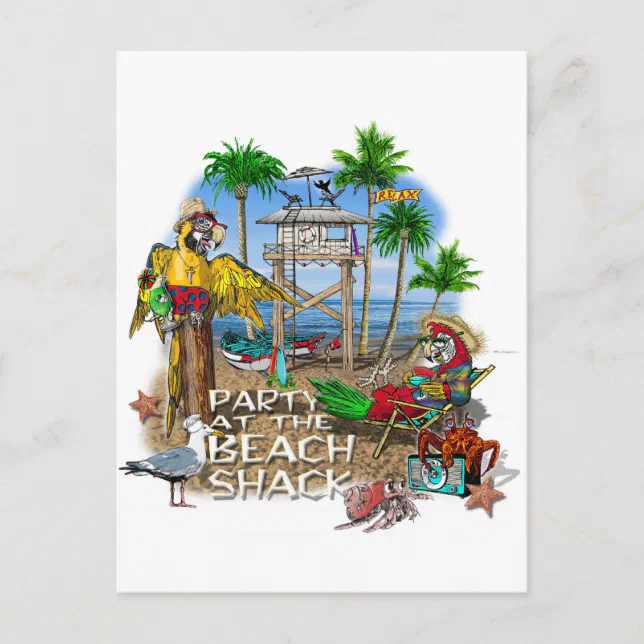 Pirate Party Parrots Party Invitation Postcard | Zazzle