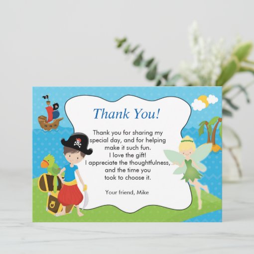 Pirate Pixie Fairy Thank You Card | Zazzle