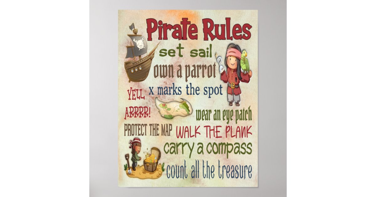 Pirate Rules Motivational Quotes - 11x14 Poster | Zazzle