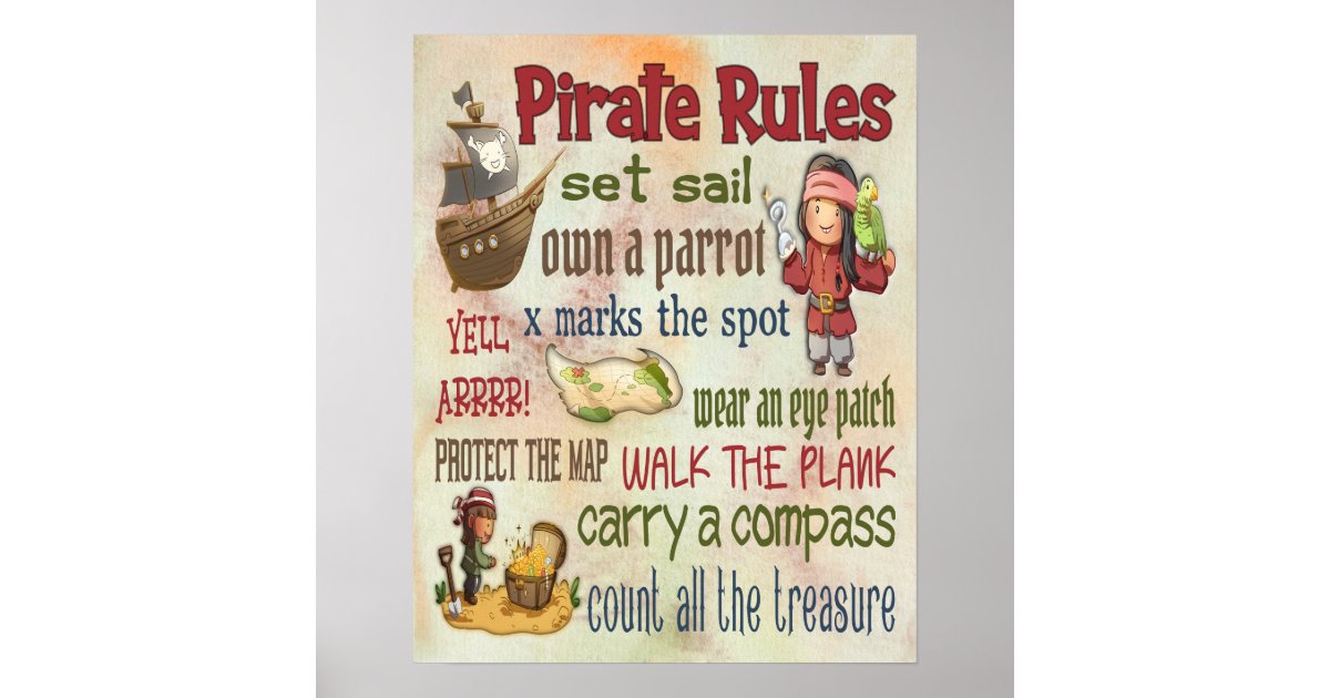 Pirate Rules Motivational Quotes - 16x20 Poster | Zazzle