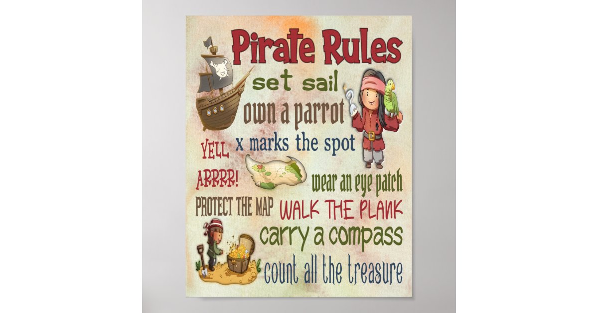 Pirate Rules Motivational Quotes Poster - 8x10 | Zazzle