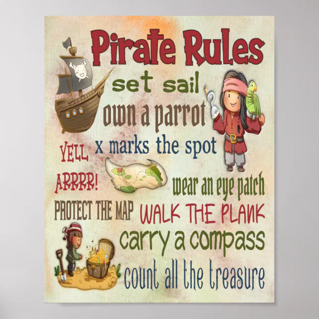 Pirate Rules Motivational Quotes Poster - 8x10 | Zazzle