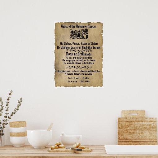 Pirate Rules of the Tavern Poster | Zazzle