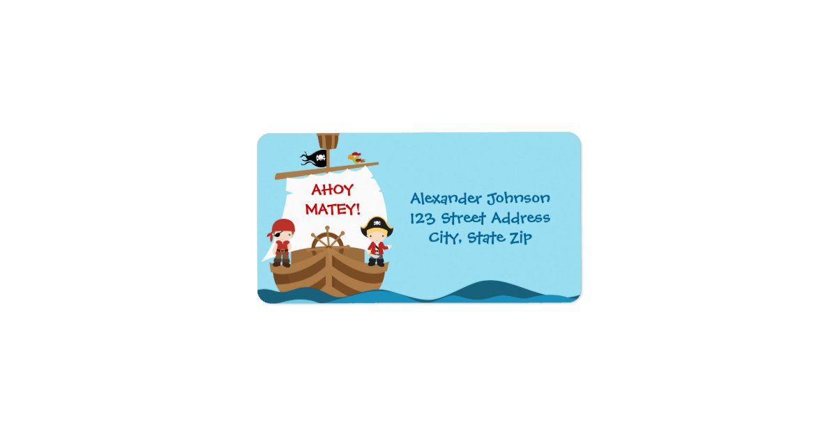 Pirate Ship Birthday Address Label | Zazzle