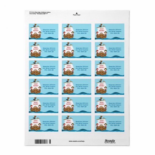 Pirate Ship Birthday Address Label | Zazzle