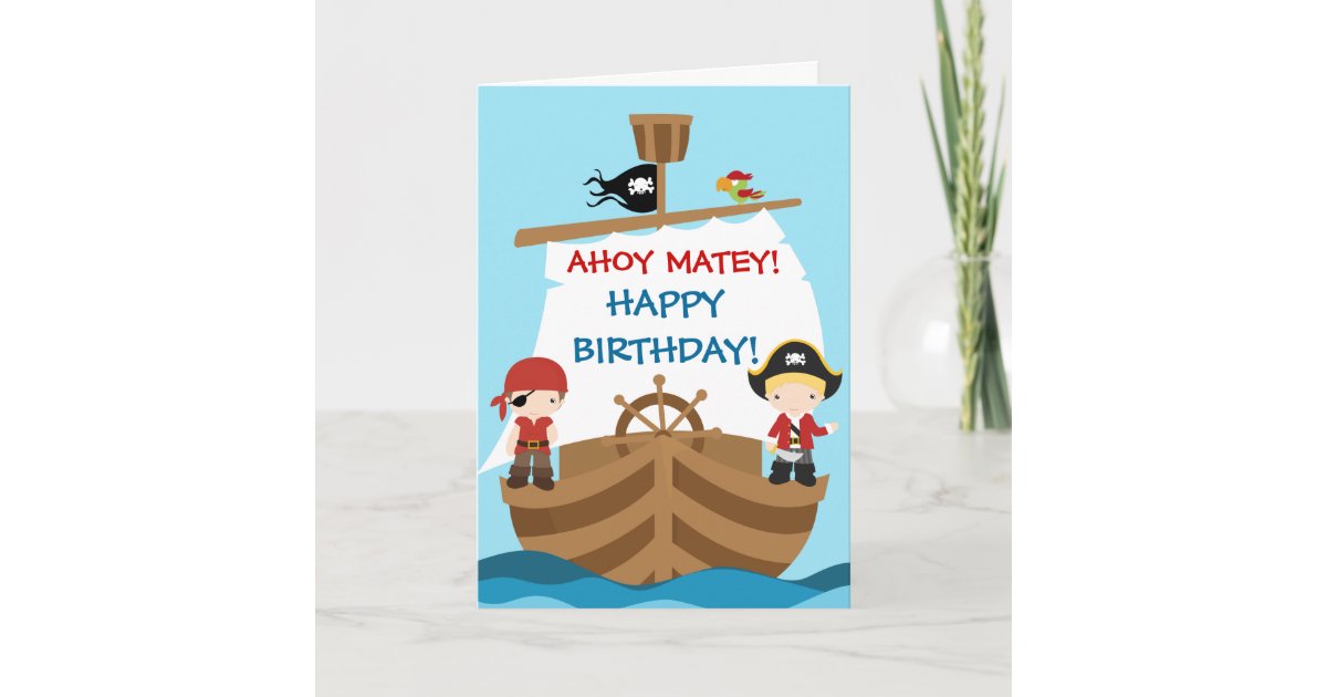 Pirate Ship Birthday greeting Card | Zazzle