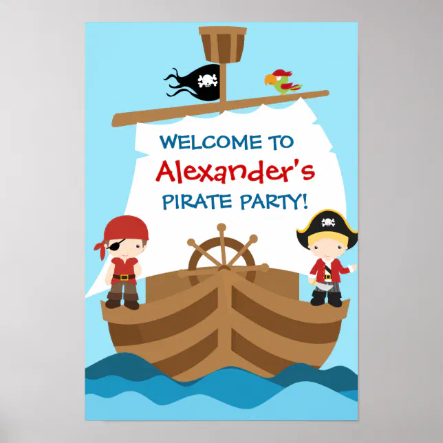 Pirate Ship Birthday Party Poster | Zazzle