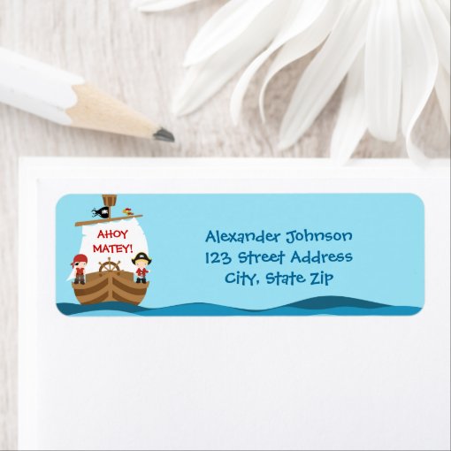 Pirate Ship Birthday Return Address Labels | Zazzle