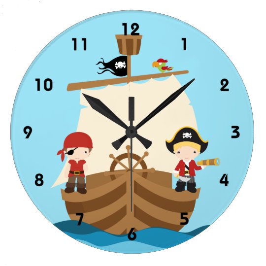 Pirate Ship Boy Wall Clocks | Zazzle.com