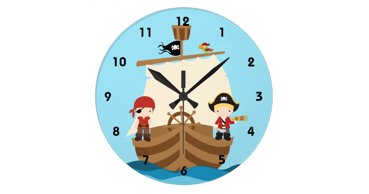 Pirate Ship Boy Wall Clocks | Zazzle.com