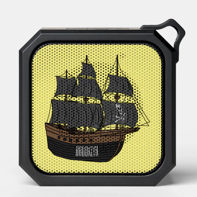 Pirate ship cartoon illustration bluetooth speaker | Zazzle