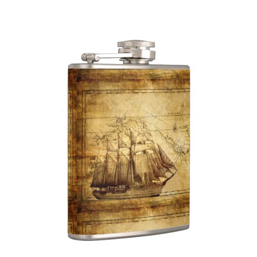 pirate ship explorer's flask | Zazzle