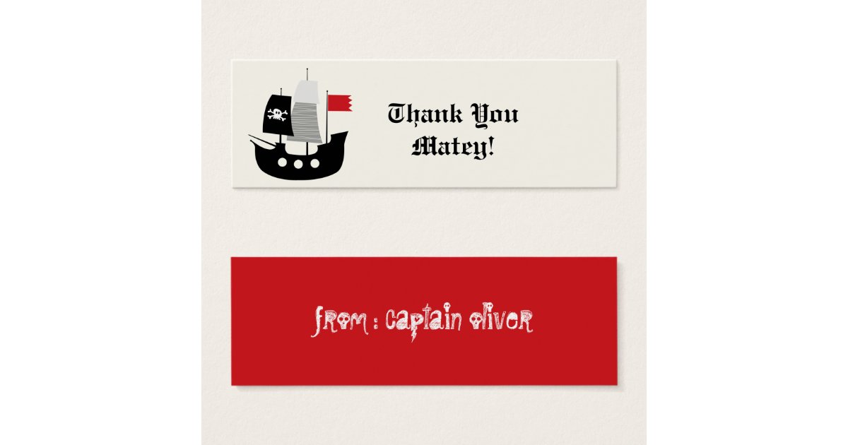 Pirate Ship Kids Birthday Party Favor Gift Tag | Zazzle