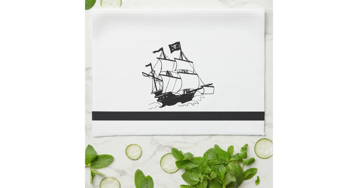 Pirate Ship Kitchen Towel | Zazzle