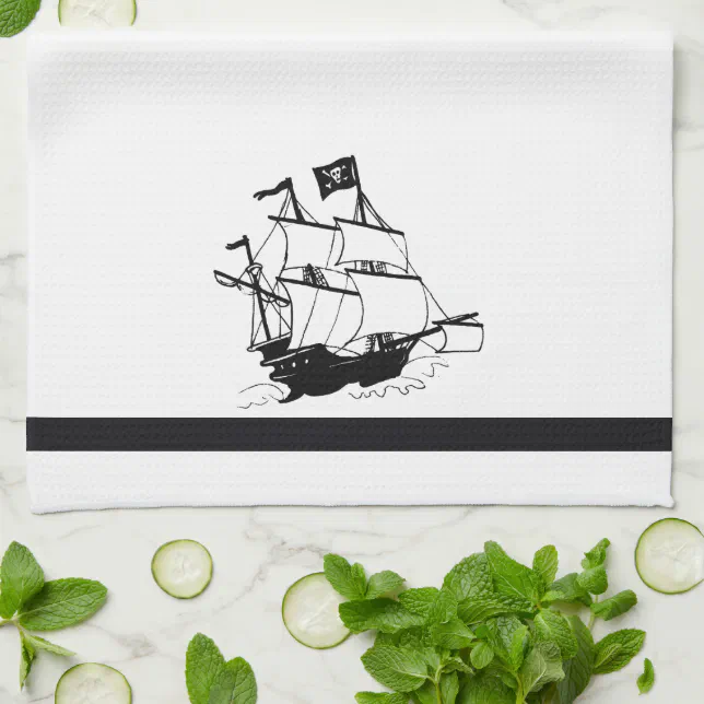 Pirate Ship Kitchen Towel | Zazzle