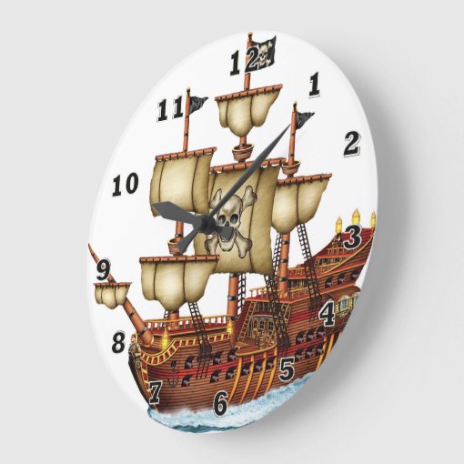 Pirate Ship Large Wall Clock | Zazzle