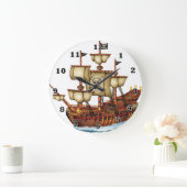 Pirate Ship Large Wall Clock | Zazzle