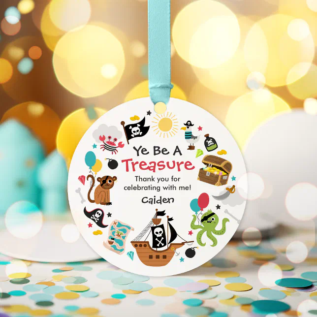 Pirate Ship Pirate Treasure Birthday Party Favor Tags | Zazzle