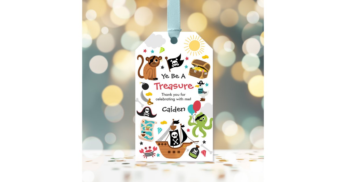 Pirate Ship Pirate Treasure Birthday Party Gift Tags | Zazzle