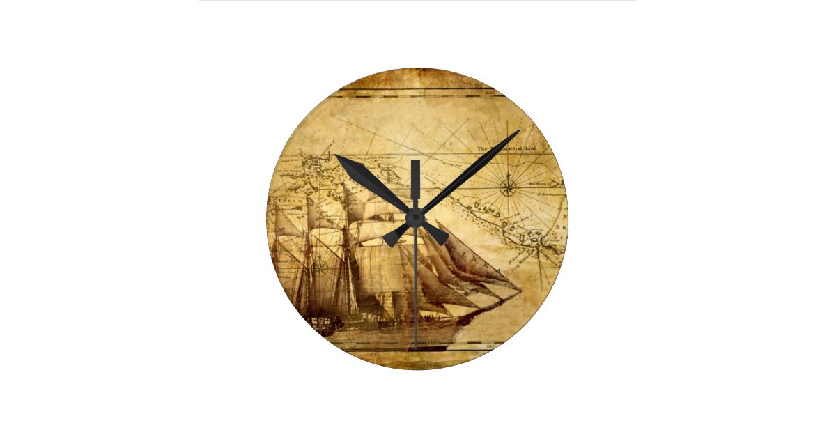 pirate ship round clock | Zazzle.com