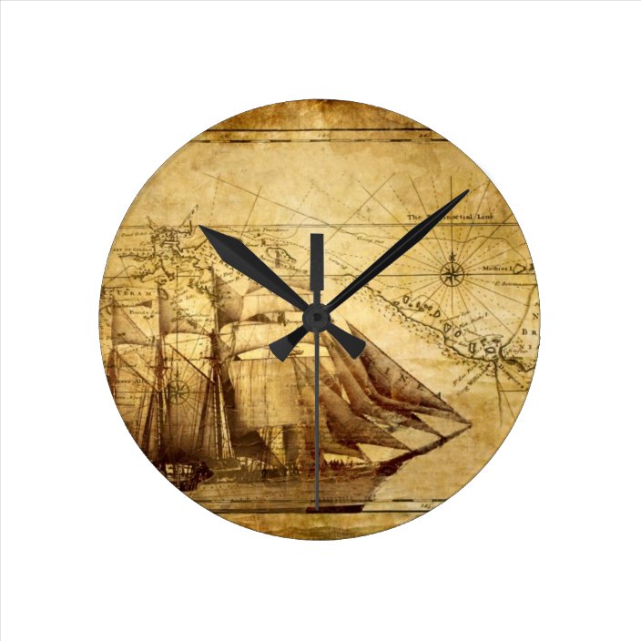 pirate ship round clock | Zazzle.com