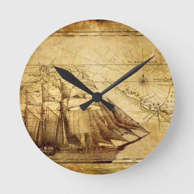 pirate ship round clock | Zazzle