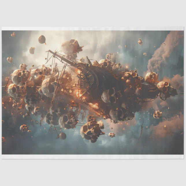 Pirate Ship Skulls Airplane Decoupage Tissue Paper | Zazzle