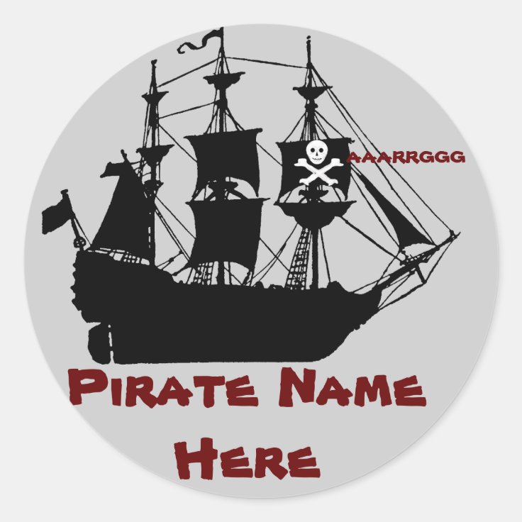 Pirate Ship Themed Birthday Party favor Classic Round Sticker | Zazzle