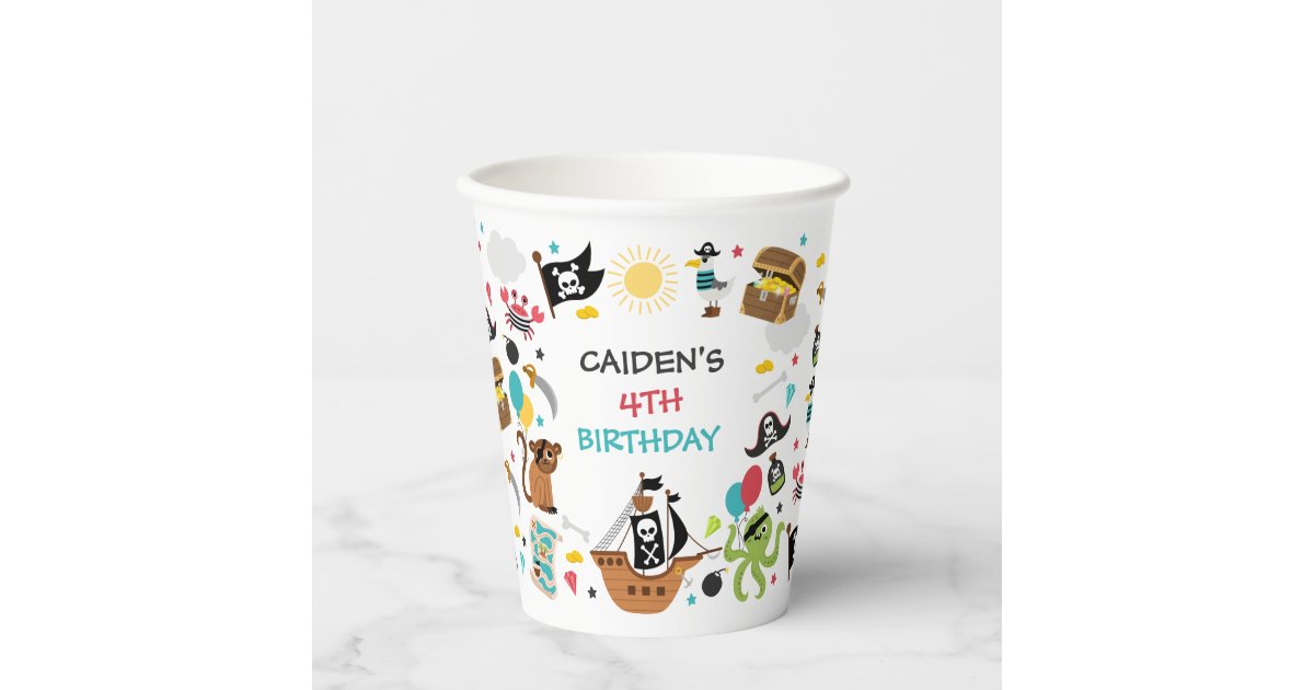 Pirate Ship Treasure Birthday Party Paper Cups | Zazzle