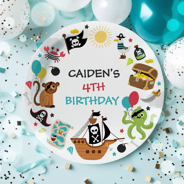 Pirate Ship Treasure Birthday Party Paper Plates | Zazzle