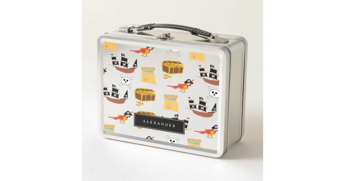 Pirate Ship Treasure Chest Theme Pattern Metal Lunch Box | Zazzle
