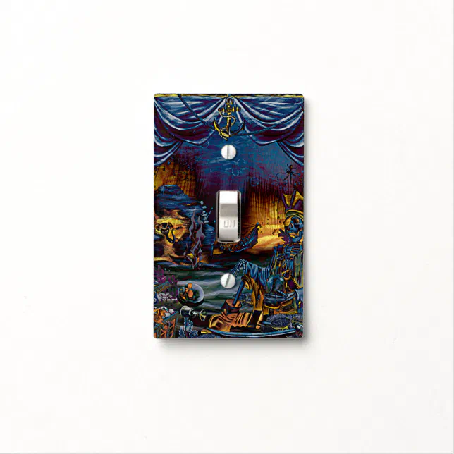 Pirate Skeleton Treasure Under the Sea Comic Art Light Switch Cover ...