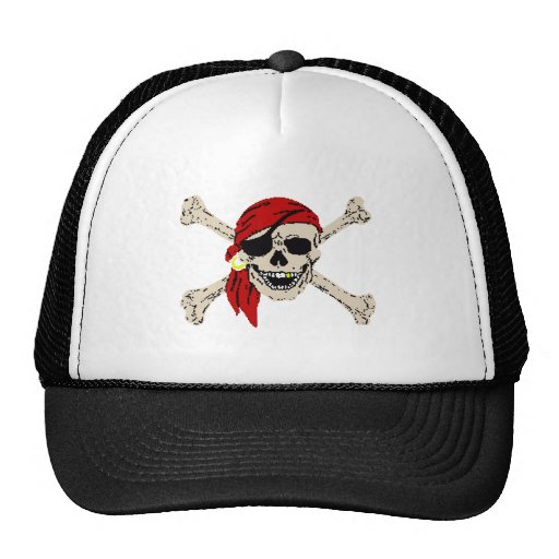 Pirate Skull and Bones Trucker Hats | Zazzle
