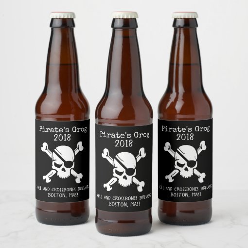 Pirate Skull and Crossbones Custom Beer Label | Zazzle
